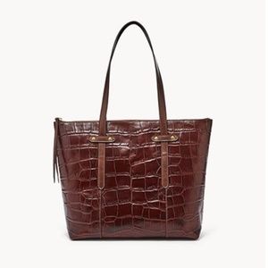 Fossil | Bags | Fossil Felicity Brown Croco Leather Tote | Poshmark